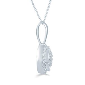 Fifth and Fine 1/10ct tw Diamond Round Cluster Fashion Pendant in Sterling Silver with 18" cable chain