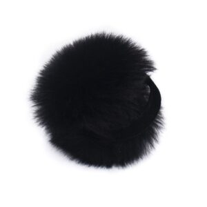 surell Genuine Faux Fox Earmuff with Velvet Band, Winter Fashion Ear Warmers, Perfect Elegant Women's Luxury Gift (Black)