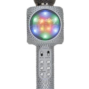 Wireless Express - Sing-Along Bling Bluetooth Karaoke Microphone and Bluetooth Stereo Speaker All-in-One (Silver Bling)