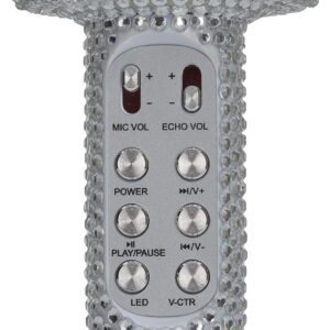 Wireless Express - Sing-Along Bling Bluetooth Karaoke Microphone and Bluetooth Stereo Speaker All-in-One (Silver Bling)