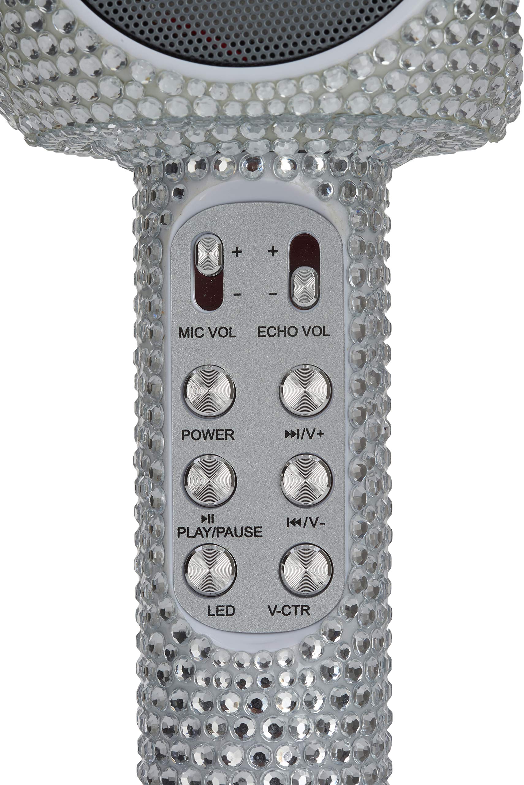 Wireless Express - Sing-Along Bling Bluetooth Karaoke Microphone and Bluetooth Stereo Speaker All-in-One (Silver Bling)