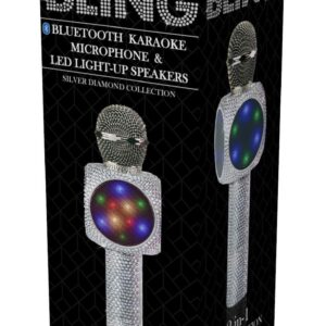 Wireless Express - Sing-Along Bling Bluetooth Karaoke Microphone and Bluetooth Stereo Speaker All-in-One (Silver Bling)