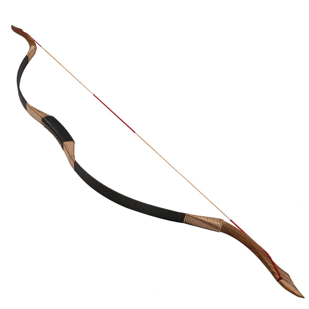 I-Sport Archery Traditional Recurve Longbow for Practice Hunting Shooting Target Handmade Wooden Mongolian Horsebow Protector Finger Guard Arm Guard 30lbs-50lbs … (35)