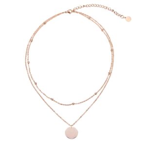 legitta disc coin charm pendant collar necklace layering titanium chain layered choker rose gold for women