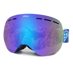 phibee unisex snow ski goggles frameless 100% uv protection snowboard goggles for men women youth 166abl