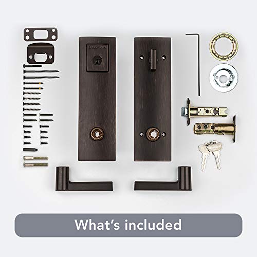 Kwikset Baldwin Spyglass , Front Entry Handleset with Interior Lever, Featuring SmartKey Deadbolt Re-Key Technology and Microban Protection, in Venetian Bronze, Full Escutcheon