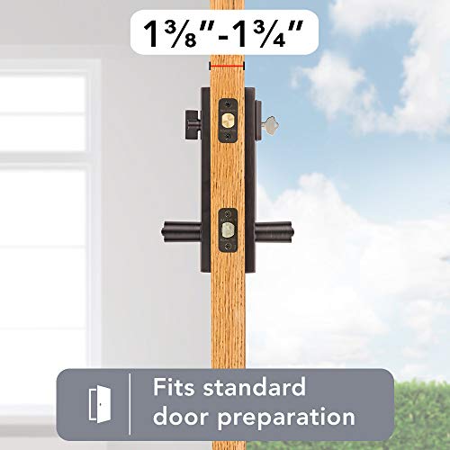 Kwikset Baldwin Spyglass , Front Entry Handleset with Interior Lever, Featuring SmartKey Deadbolt Re-Key Technology and Microban Protection, in Venetian Bronze, Full Escutcheon