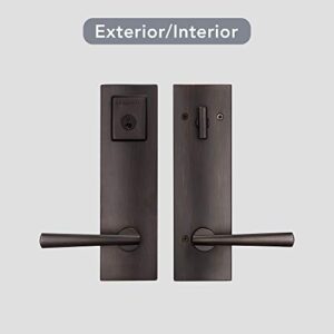 Kwikset Baldwin Spyglass , Front Entry Handleset with Interior Lever, Featuring SmartKey Deadbolt Re-Key Technology and Microban Protection, in Venetian Bronze, Full Escutcheon