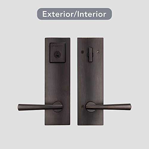 Kwikset Baldwin Spyglass , Front Entry Handleset with Interior Lever, Featuring SmartKey Deadbolt Re-Key Technology and Microban Protection, in Venetian Bronze, Full Escutcheon