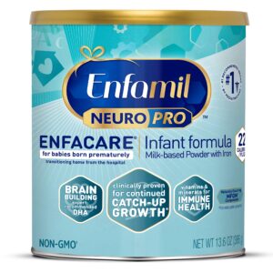 enfamil neuropro enfacare high calorie premature baby formula, milk-based with iron, brain-building dha, vitamins & minerals for immune support, added easy-to-digest proteins, baby milk, 13.6 oz can