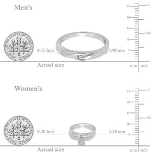 Dazzlingrock Collection 0.15 ctw Round White Diamond Halo Style Trio Ring Set in 925 Sterling Silver, Women Size 7 & Men Size 10