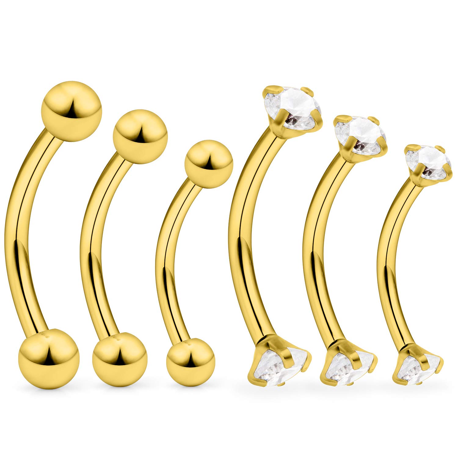 Ocptiy 16G Gold Rook Eyebrow Piercing jewelry Daith Earring Stainles Surgical Steel Curved Barbell Vertical Labret Lip Snake Frog Eye Tongue Belly Button Ring Piercing Jewelry Men Women 6mm 8mm 10mm