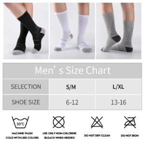 COOVAN Men's 6P-Pack Premium Athletic Crew Socks Men Thick Cushion Casual Work Sock With Moisture Wicking Black 6 Fits mens shoe size 7-13