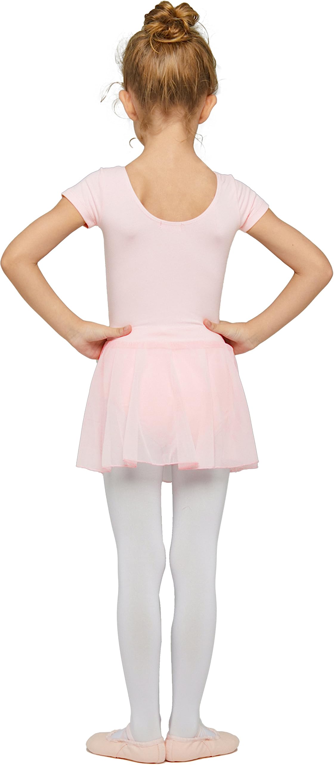 MdnMd Kids Girls Classic Ballet Dance Leotard with Tutu Skirt Dress Costume (Ballet Pink, Age 10-12)