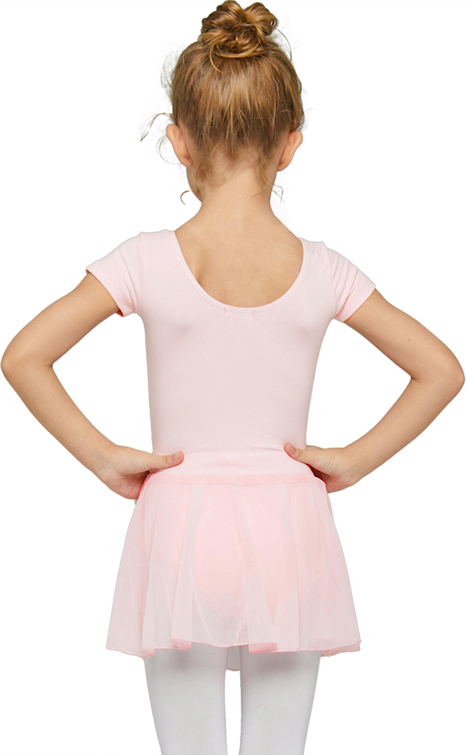 MdnMd Kids Girls Classic Ballet Dance Leotard with Tutu Skirt Dress Costume (Ballet Pink, Age 10-12)