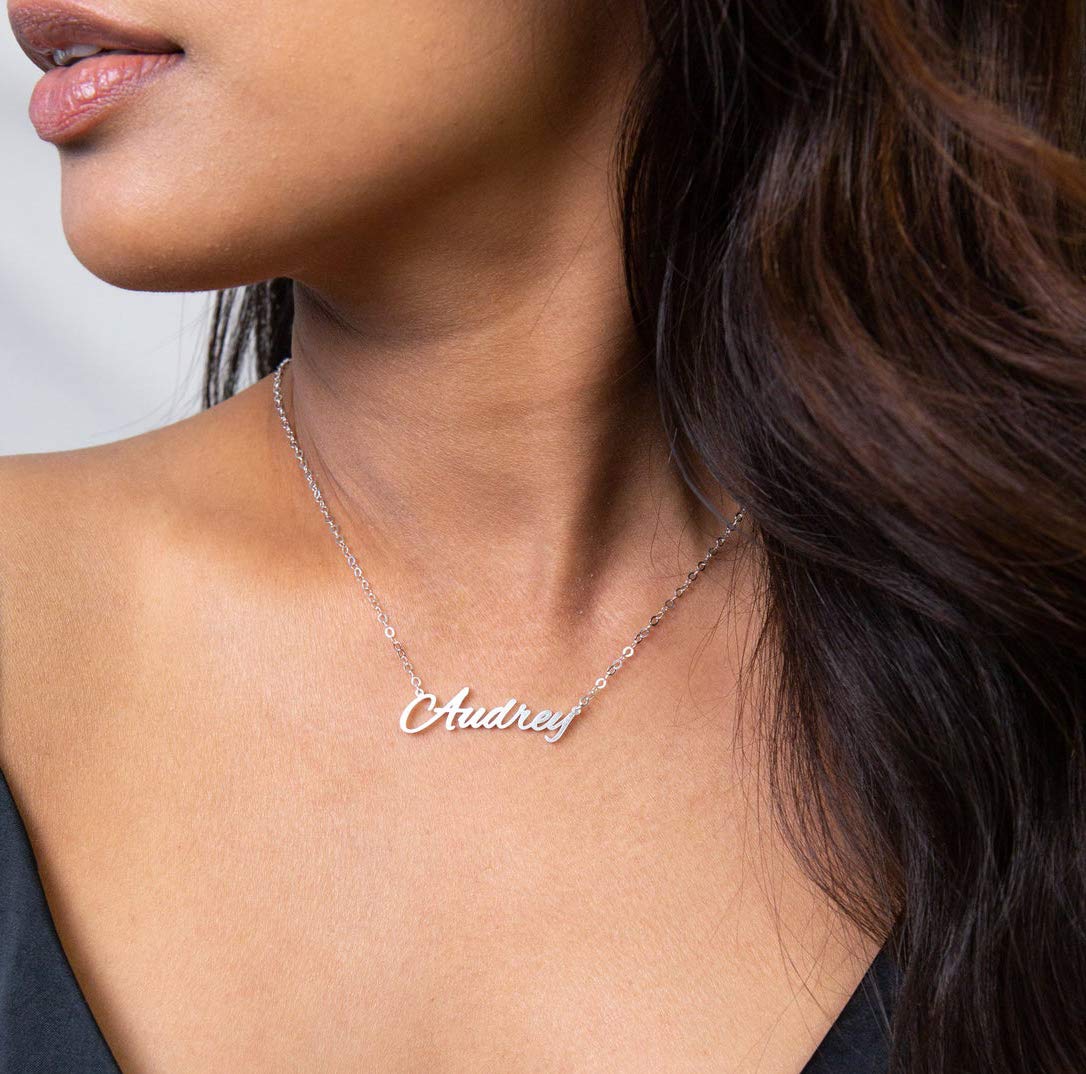 Name Necklace Personalized, Custom Made Nameplate Necklace Dainty Sterling Silver Gift for Mother Girlfriend