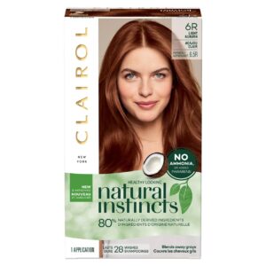 clairol natural instincts semi-permanent hair dye, 6.5r light auburn hair color, 3 count