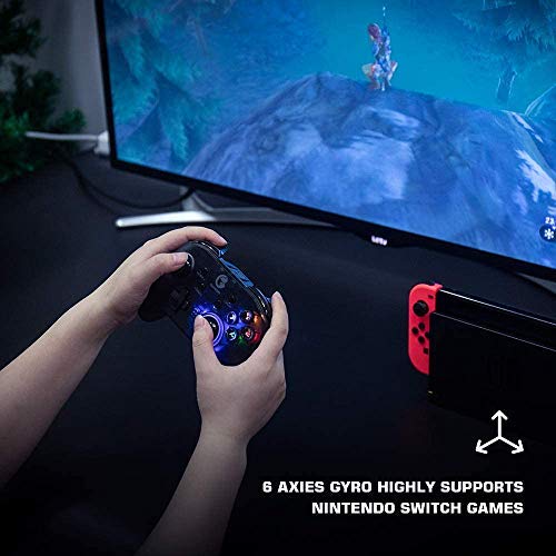 GameSir T4 Pro Wireless Game Controller for Windows 7 8 10 PC/iPhone/Android/Switch, Dual Shock USB Bluetooth Mobile Phone Gamepad Joystick for Apple Arcade MFi Games, Semi-Transparent LED Backlight