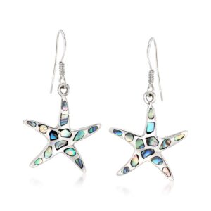 ross-simons abalone shell starfish drop earrings in sterling silver