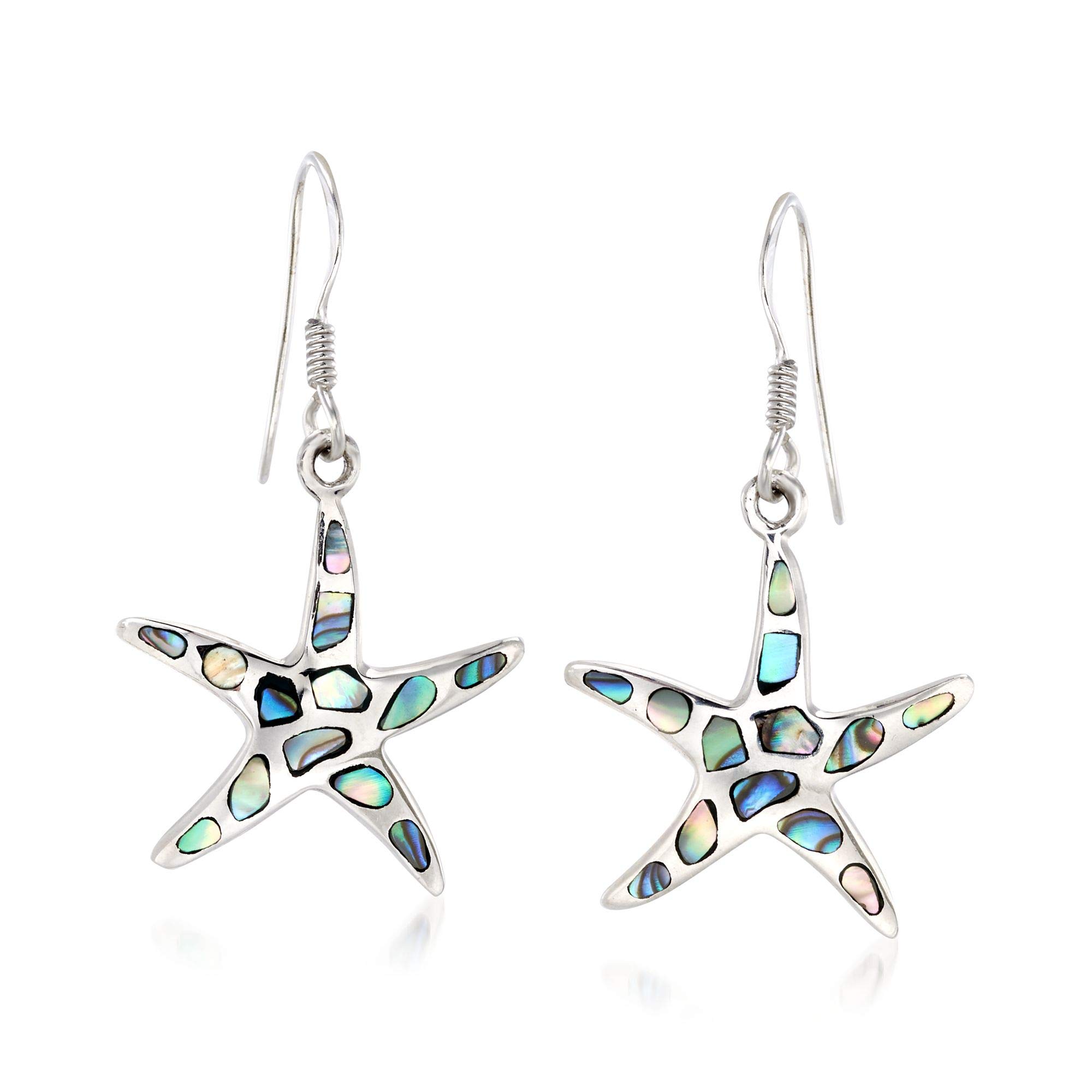 Ross-Simons Abalone Shell Starfish Drop Earrings in Sterling Silver