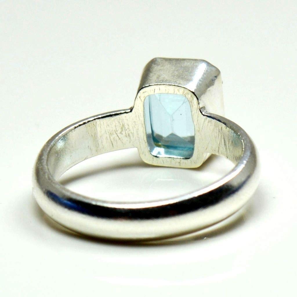 Gemsonclick Genuine Blue Topaz Silver Ring 5 Ct Chakra Healing December Stone Size 5,6,7,8,9,10,11,12,13