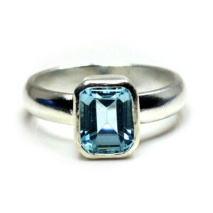 Gemsonclick Genuine Blue Topaz Silver Ring 5 Ct Chakra Healing December Stone Size 5,6,7,8,9,10,11,12,13