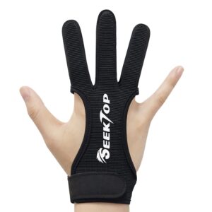 archery gloves shooting hunting leather three finger protector for youth adult beginner - m