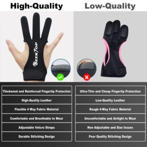 Archery Gloves Shooting Hunting Leather Three Finger Protector for Youth Adult Beginner - M