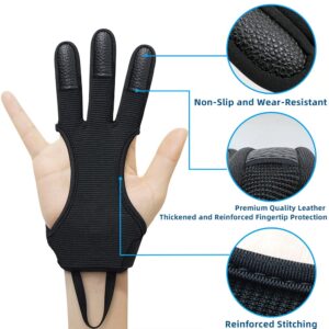 Archery Gloves Shooting Hunting Leather Three Finger Protector for Youth Adult Beginner - M