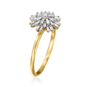 Ross-Simons 0.22 ct. t.w. Baguette Diamond Starburst Ring in 14kt Yellow Gold. Size 9