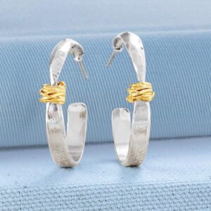 Ross-Simons Two-Tone Sterling Silver Wrapped Hoop Earrings