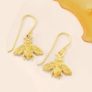 Ross-Simons Italian 18kt Yellow Gold Over Sterling Silver Bee Drop Earrings