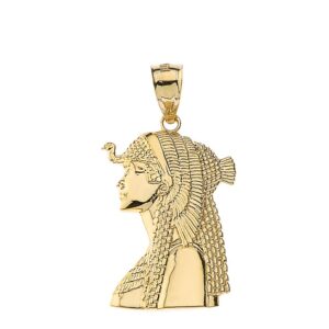 textured 10k yellow gold ancient egyptian queen cleopatra pendant