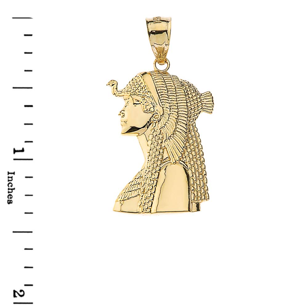 Textured 10k Yellow Gold Ancient Egyptian Queen Cleopatra Pendant