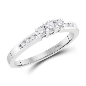 14kt white gold womens round diamond 3-stone bridal wedding engagement ring 1/4 cttw