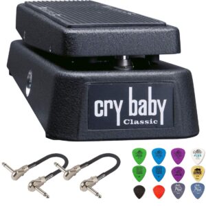 dunlop gcb95f cry baby classic wah pedal bundle with 2 mxr patch cables and dunlop pick pack