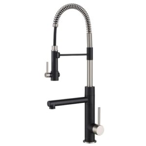 kraus kpf-1603sfsmb artec pro 2-function commercial style pre-rinse kitchen faucet with pull-down spring spout and pot filler, 24.75 inch, spot free finish stainless steel/matte black