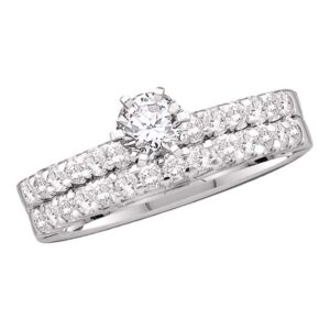 14kt white gold womens round diamond solitaire bridal wedding engagement ring band set 7/8 cttw