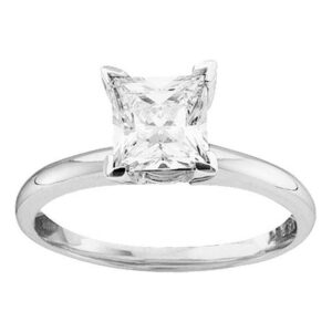 14kt white gold womens princess diamond solitaire bridal wedding engagement ring 3/4 cttw