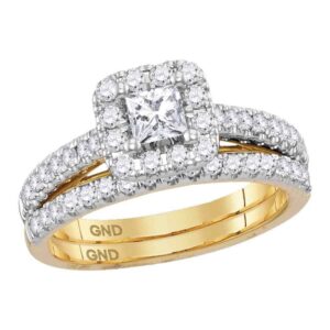 14kt yellow gold womens diamond princess egl bridal wedding engagement ring band set 1.00 cttw