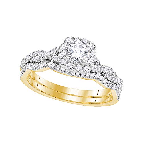 14kt Yellow Gold Womens Round Diamond Twist Bridal Wedding Engagement Ring Band Set 5/8 Cttw