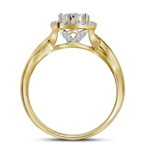 14kt Yellow Gold Womens Round Diamond Cluster Bridal Wedding Engagement Ring Band Set 1.00 Cttw