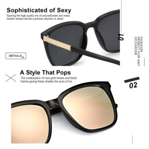 SIPHEW Polarized Sunglasses for Women, Mirrored Sunglasses-Fashion Oversized Eyewear with UV400 Protection