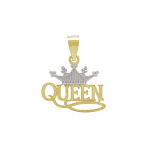 charm america - gold queen charm - 10 karat solid gold (style 2)