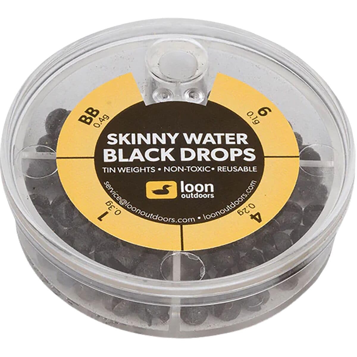 Loon Outdoors Black Drops Split Shot | 4 Division - Skinny Water