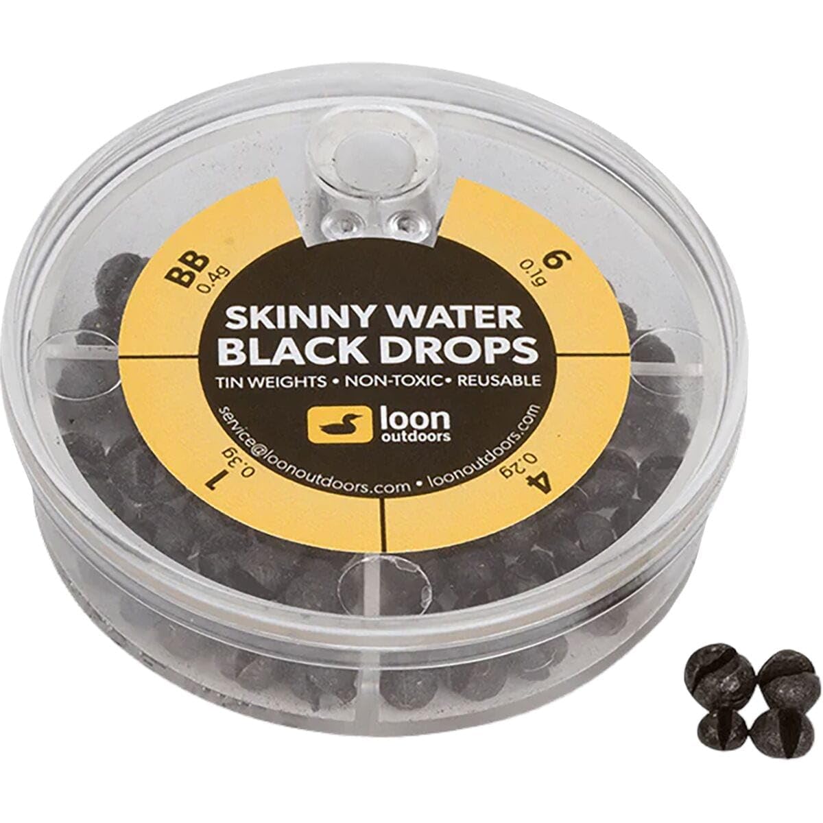 Loon Outdoors Black Drops Split Shot | 4 Division - Skinny Water