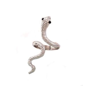 caiyao vivid 3d snake rings simple open ring adjustable personality animal jewelry for women-silver