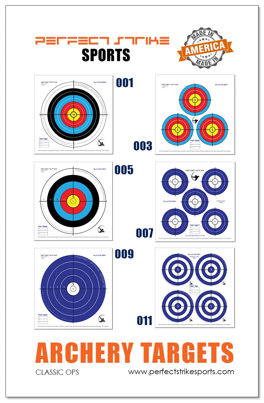 Perfect Strike Archery Targets. Classic OPS No. 005. Archery Paper Targets. Great for practice in the backyard or at the range. (12" x 12") 12 Targets