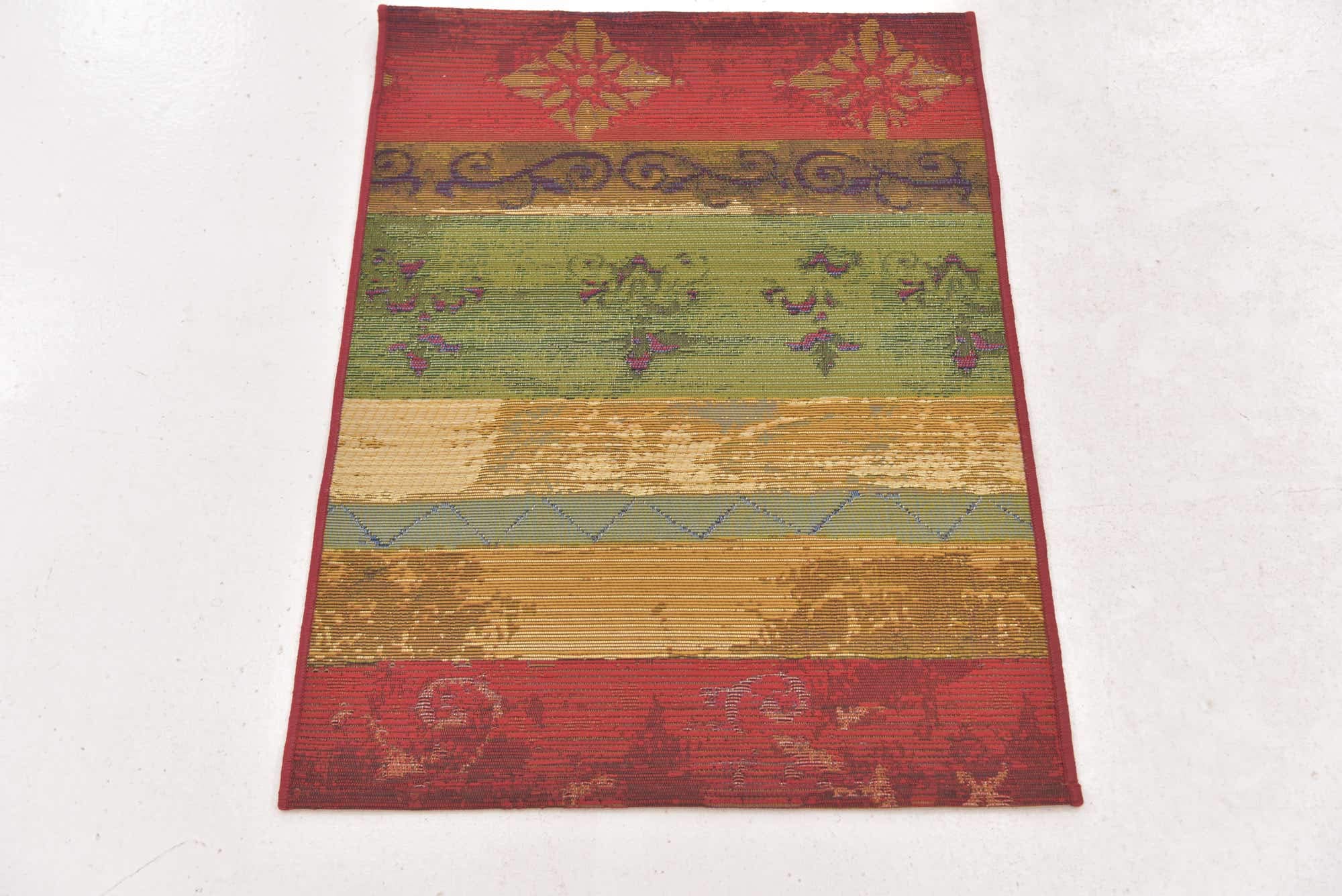 Unique Loom Outdoor Modern Collection Area Rug - Traditional (2' 2" x 3' 1" Rectangle, Multi/ Gold)