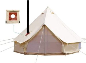 playdo 3m/9.8ft 4 season cotton canvas bell tent camping yurt tent huning wall tent with top stove hole for 2 person